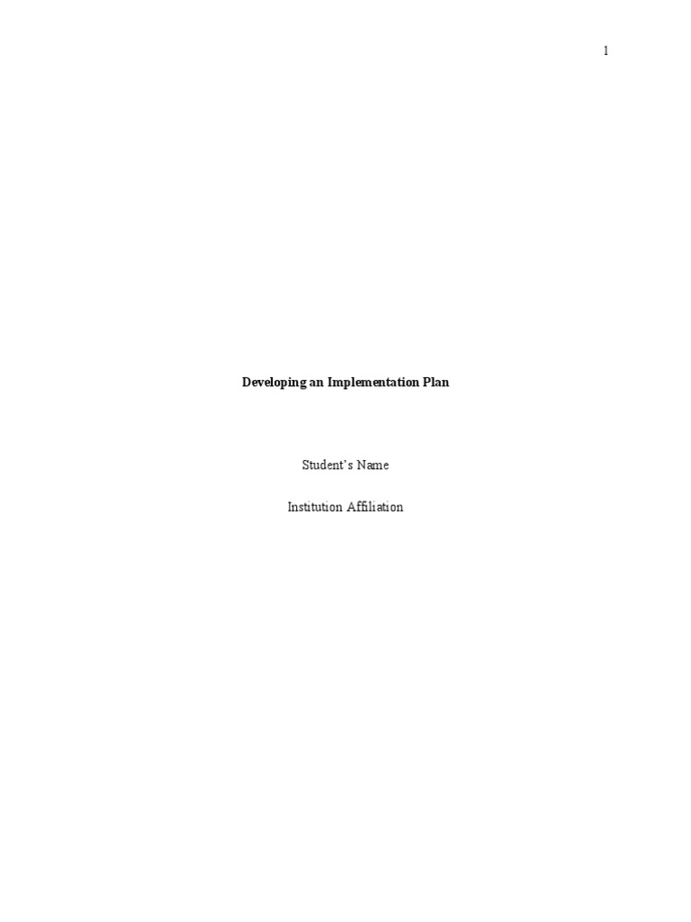 Developing An Implementation Plan | PDF | Health Care | Health Informatics