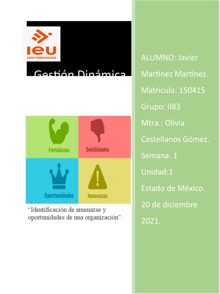 Act 1 Semana 1 Gestion Dinamica de La Estructura Organizacional | PDF | Calidad (comercial ...