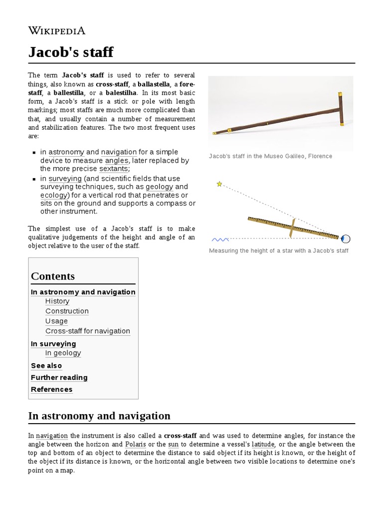 Jacob's Staff: Staff, A Ballestilla, or A Balestilha. in Its Most Basic ...