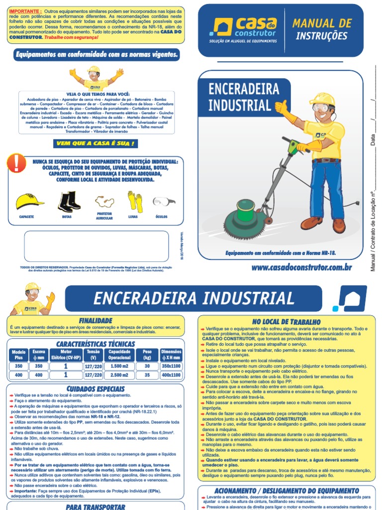 Manual de Uso da Enceradeira Industrial | PDF