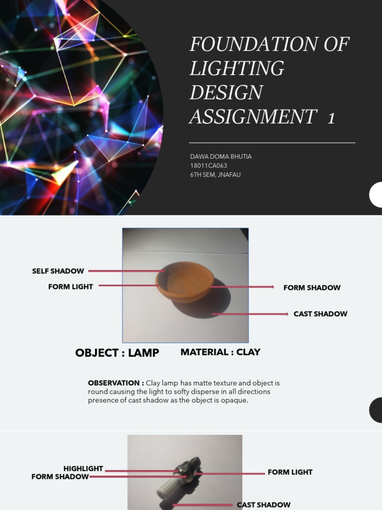 Foundation of Lighting Design Assignment 1: Dawa Doma Bhutia 18011CA063 ...