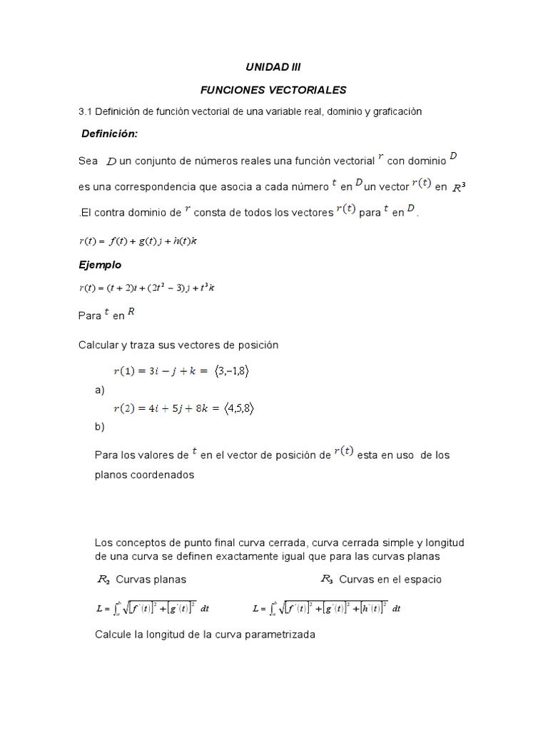 Funciones Vectoriales y Funciones de Varias Variables | PDF | Función (Matemáticas) | Vector ...