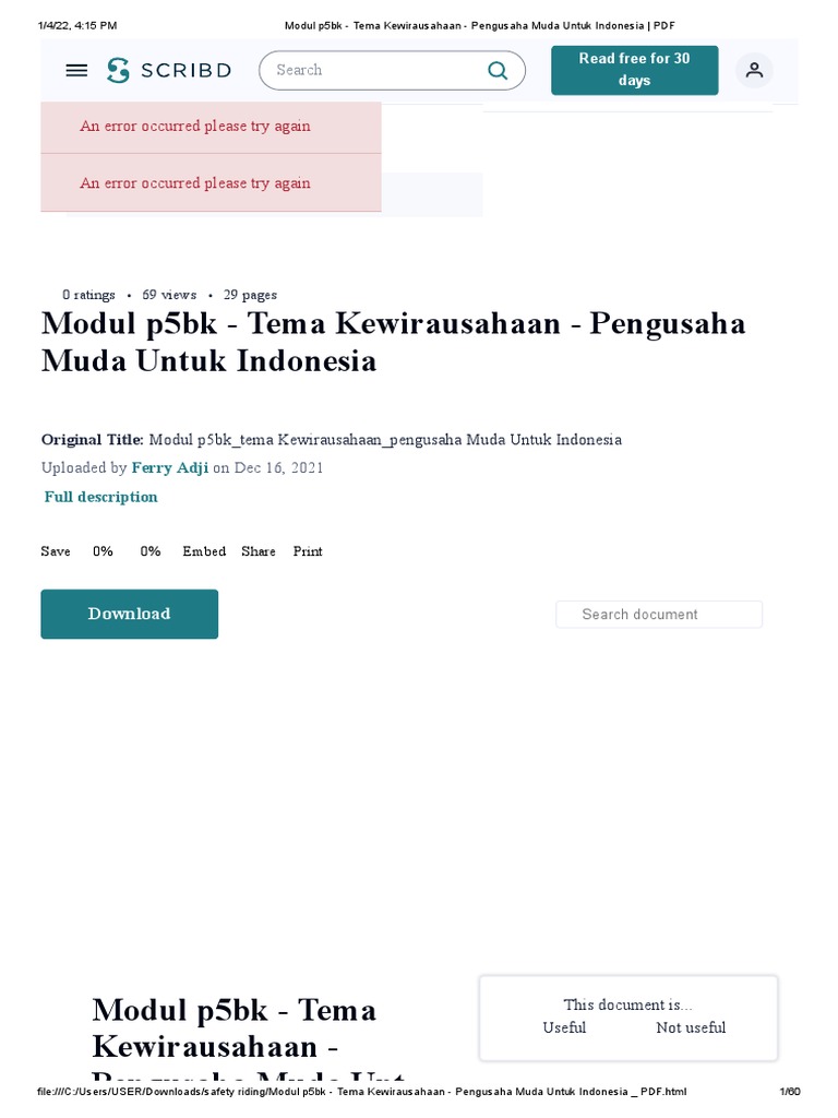 Modul p5bk - Tema Kewirausahaan - Pengusaha Muda Untuk Indonesia - PDF | PDF | Software ...