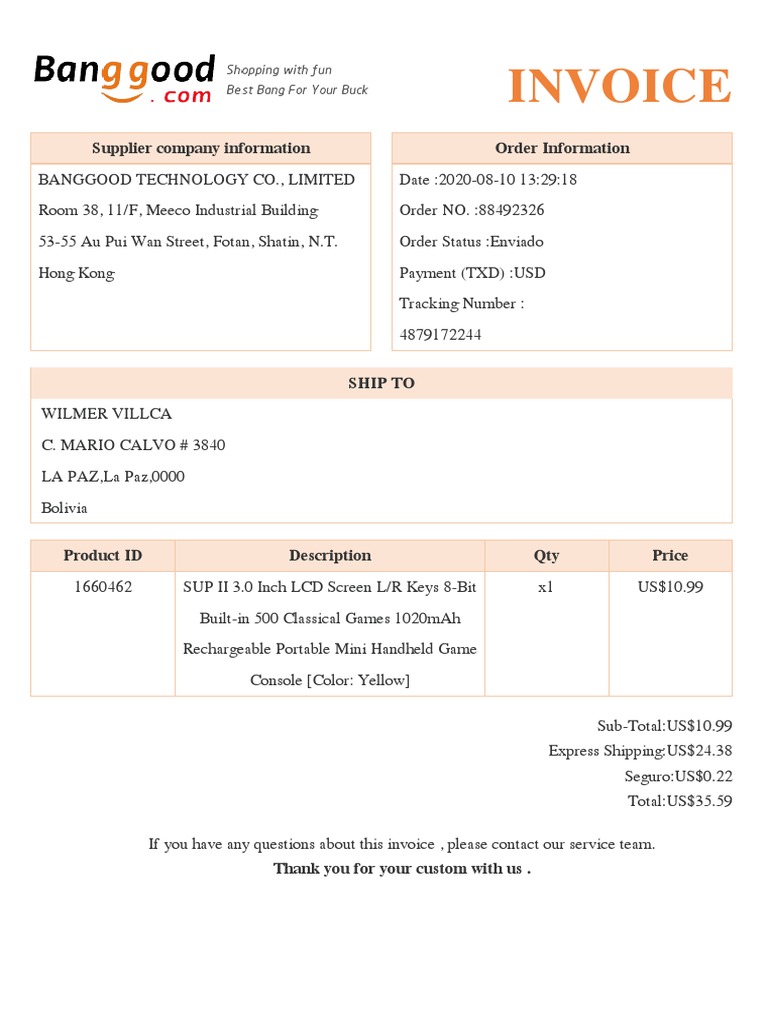 Invoice 88492326 | PDF | Electronic Toys | Video Games