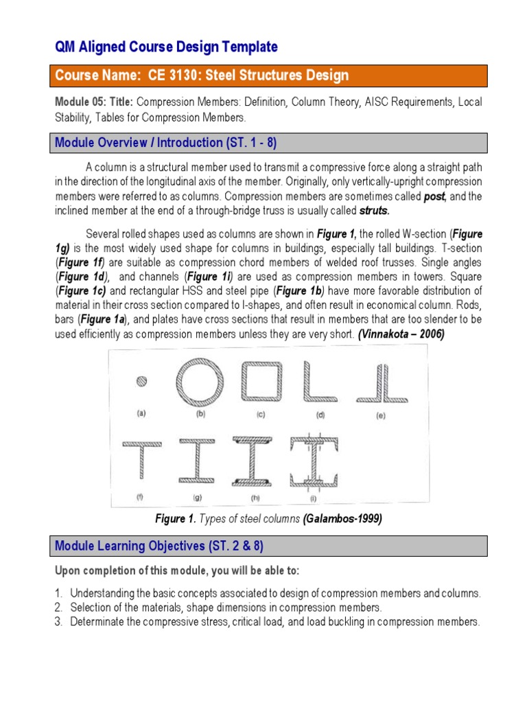 Compression Members: Column Theory & Buckling Stress | PDF | Buckling ...