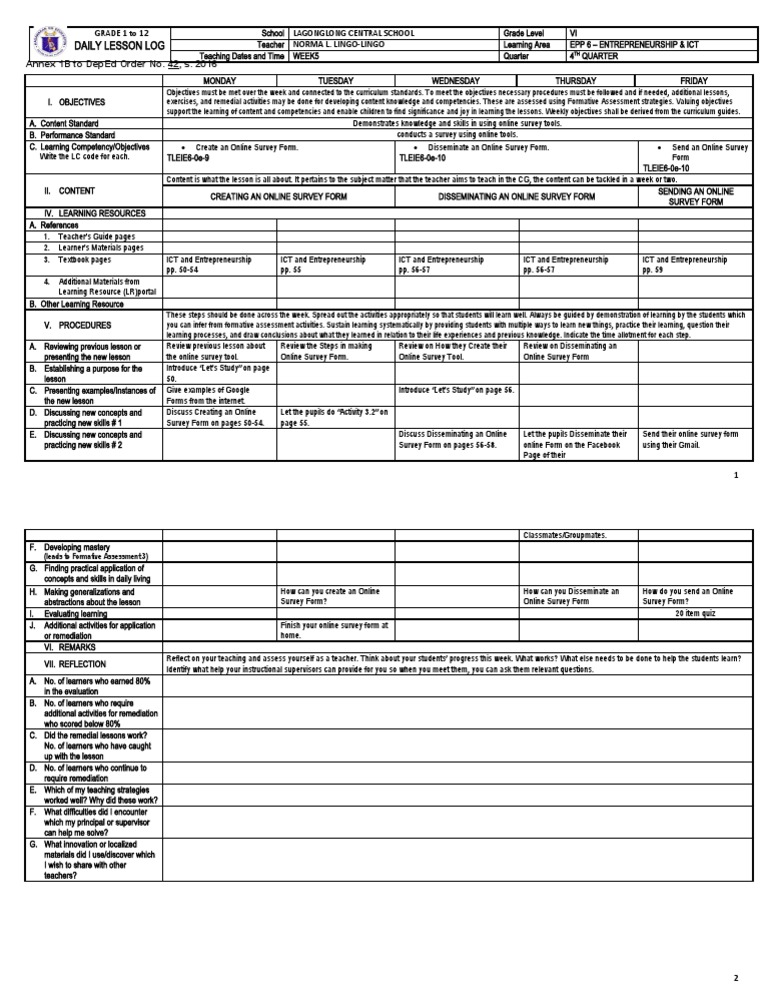 DLL Epp6-Ict Q4 W5 | PDF | Educational Technology | Learning