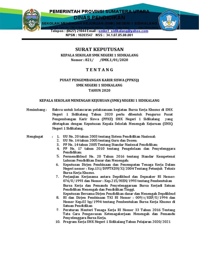 SK PPKS 2020 Terbaru | PDF