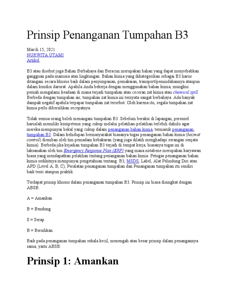 Penanganan Tumpahan B3: Prinsip ABSB | PDF