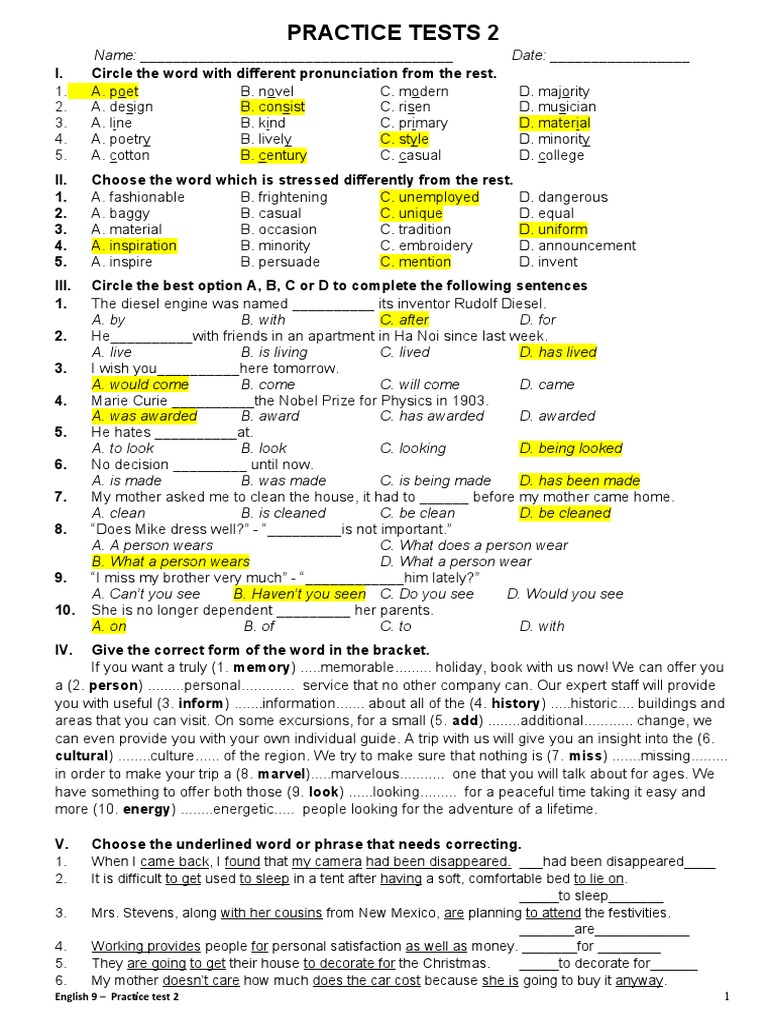 Practice Test 2 | PDF