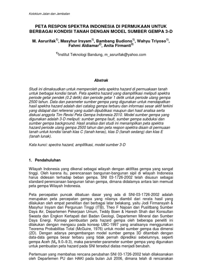 Peta Respon Spektra Gempa Indonesia | PDF
