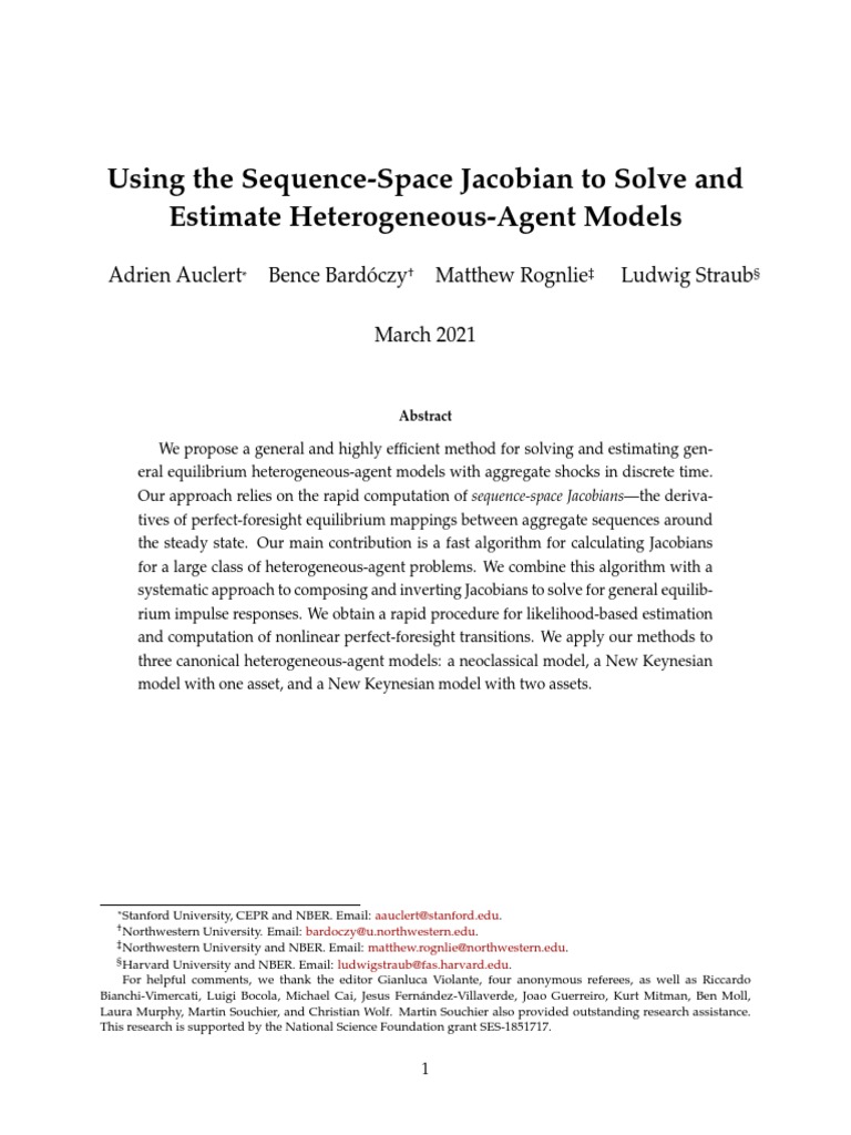 Sequence Space Jacobian | PDF | Probability Distribution | Matrix (Mathematics)