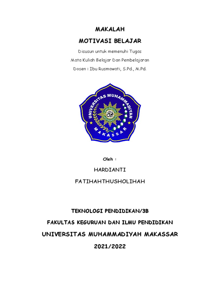 MAKALAH Motivasi Belajar-Dikonversi | PDF