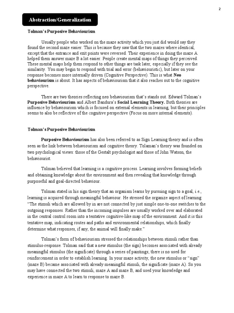 Tolmans Purposive Behaviourism | PDF | Behaviorism | Learning