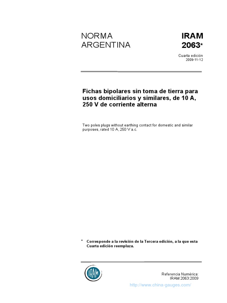 Iram 2063 | PDF | Resistencia Eléctrica y Conductancia | Aislador ...