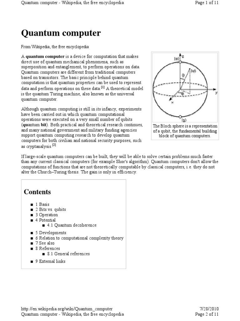Quantum Computer Pdf Quantum Computing Computational Complexity