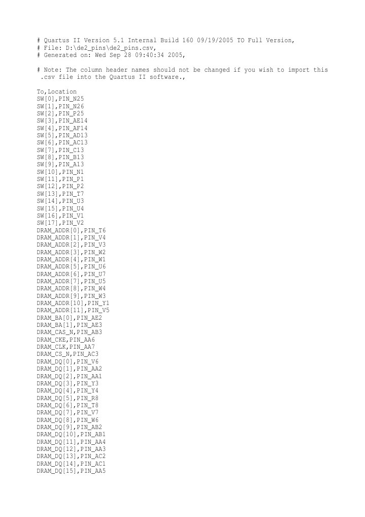 DE2 Pin Assignments | PDF | Computer File Formats | Application Software
