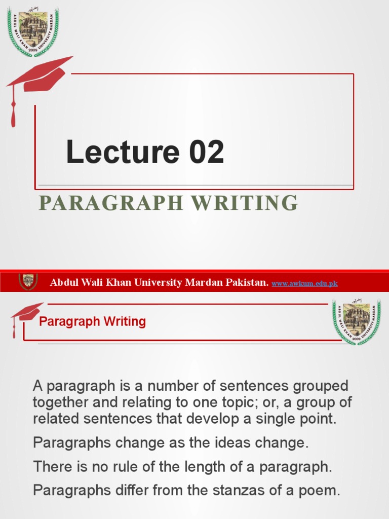 Paragraph Writing: Abdul Wali Khan University Mardan Pakistan | PDF