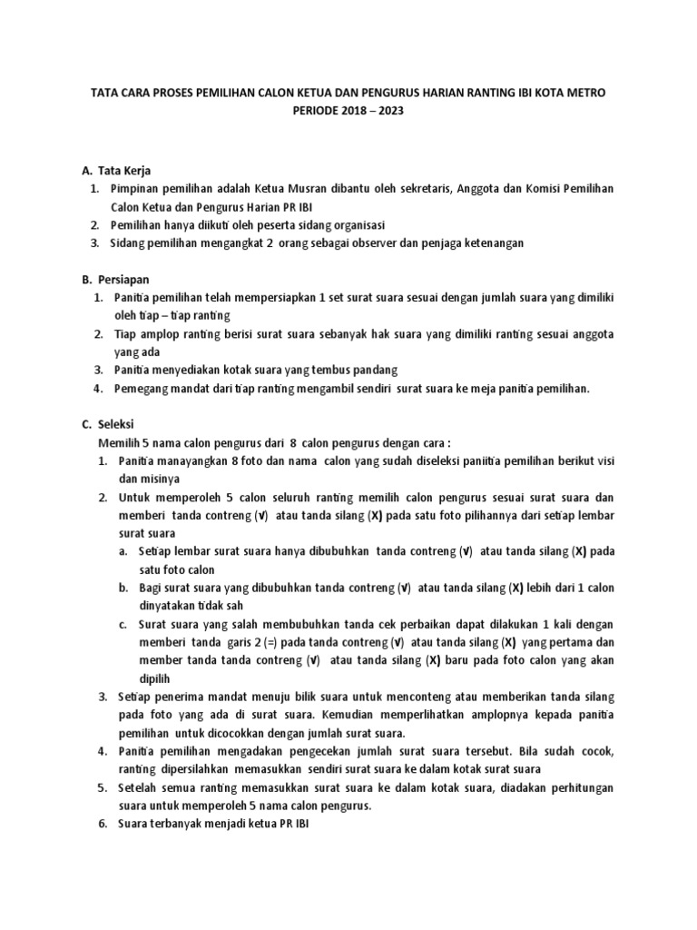 Tata Cara Pemilihan Calon Ketua Dan Pengurus Cabang Ibi | PDF