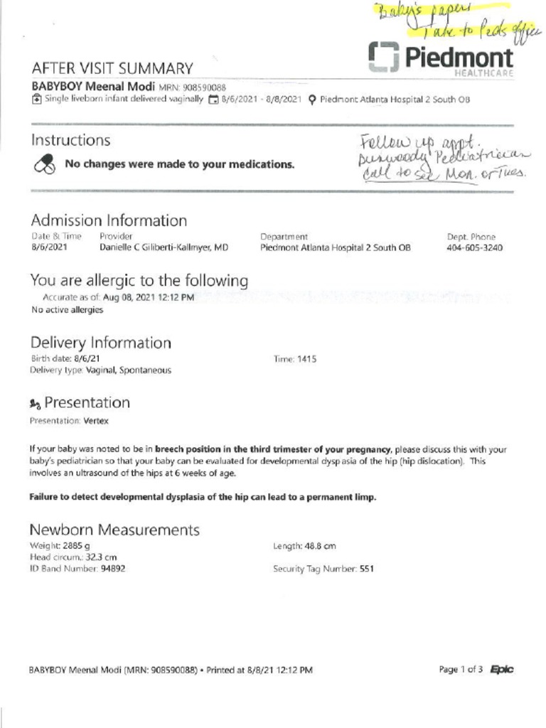 Baby Discharge Docs | PDF | Breastfeeding | Childbirth