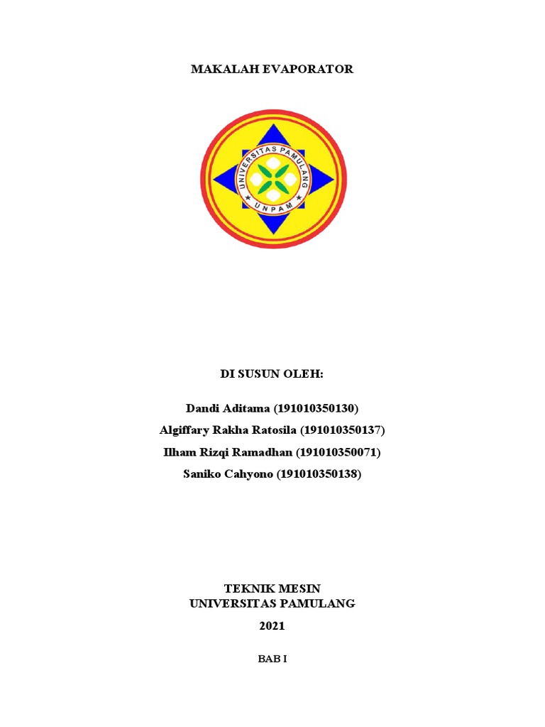 Makalah Evaporator | PDF | Griya & Taman | Teknologi & Rekayasa