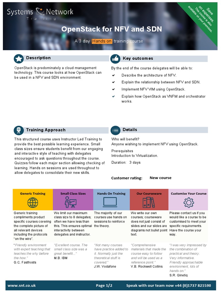 OpenStack For NFV and SDN | PDF | Open Stack | Information Technology