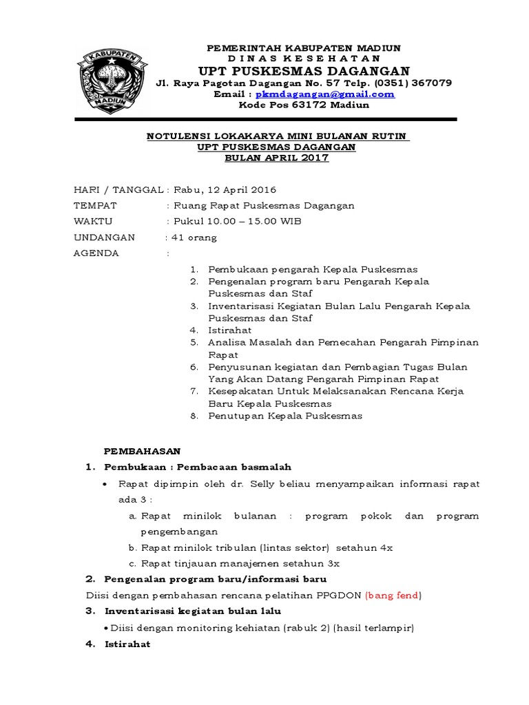 Notulensi Minilok | PDF