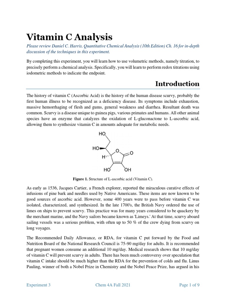 3 Vitamin C Analysis 4A | PDF | Vitamin C | Chemistry