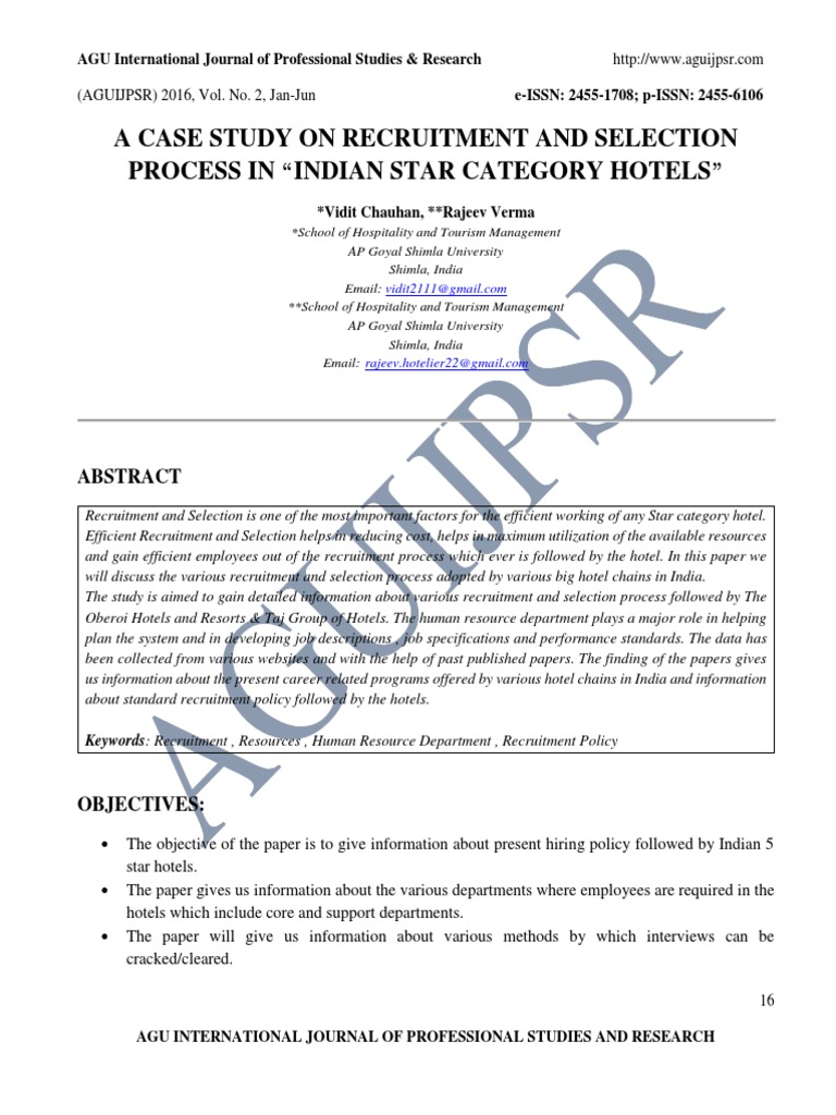 Fdocuments - in - A Case Study On Recruitment and Selection A Case ...