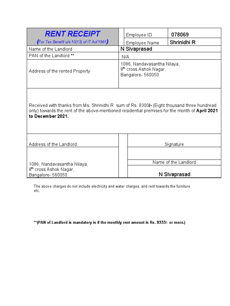 HRA Slip 2021 | PDF