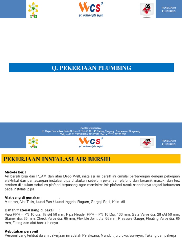 Q. Pekerjaan Plumbing | PDF