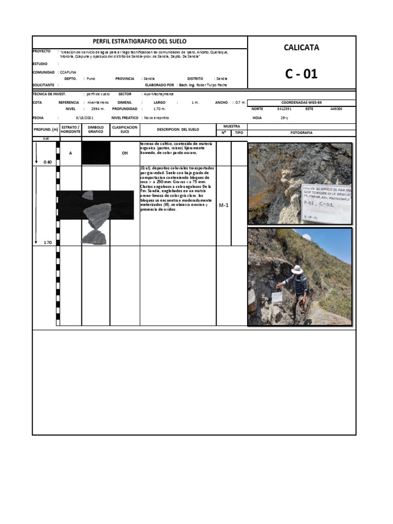 Calicata C 01 | PDF | Suelo | Geología