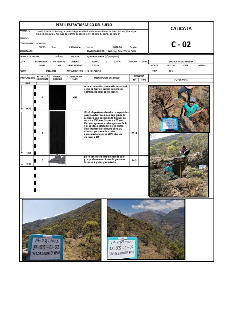 Perfil Estratigráfico de Calicata 2 | PDF | Horticultura y jardinería ...