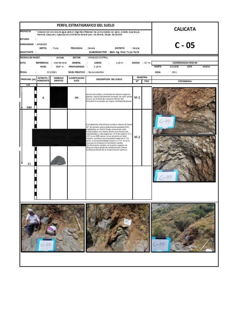 Calicata C-05 | PDF | Suelo | Roca clástica