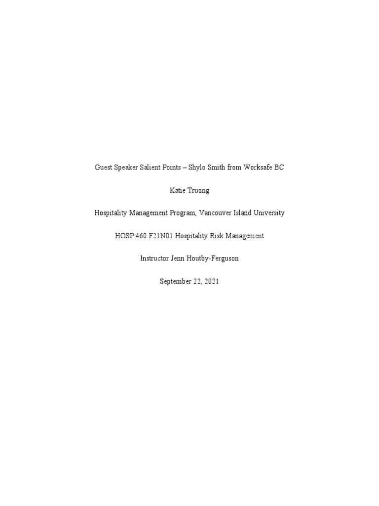 Salient Points Worksafe BC | PDF | Employment