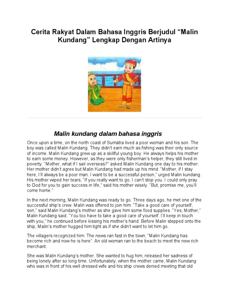 Cerita Malin Kundang Dalam Bahasa Inggris | PDF Cerita Malin Kundang Dalam Bahasa Inggris | PDF