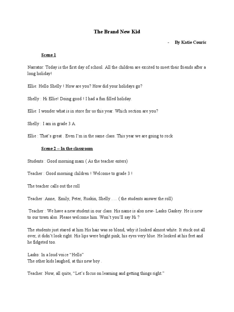 The Brand New Kid - Script | PDF | Language Arts & Discipline