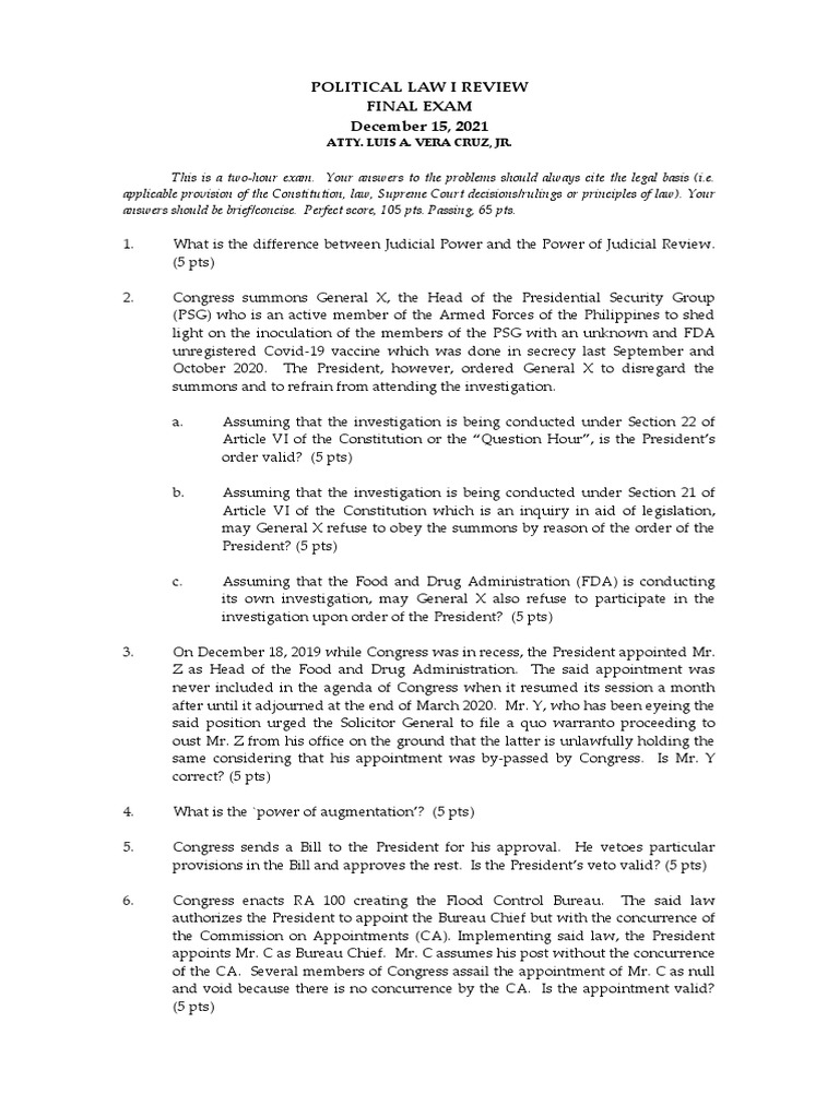 Political Law Exam Review 2021 | PDF | Appeal | United States Courts Of ...