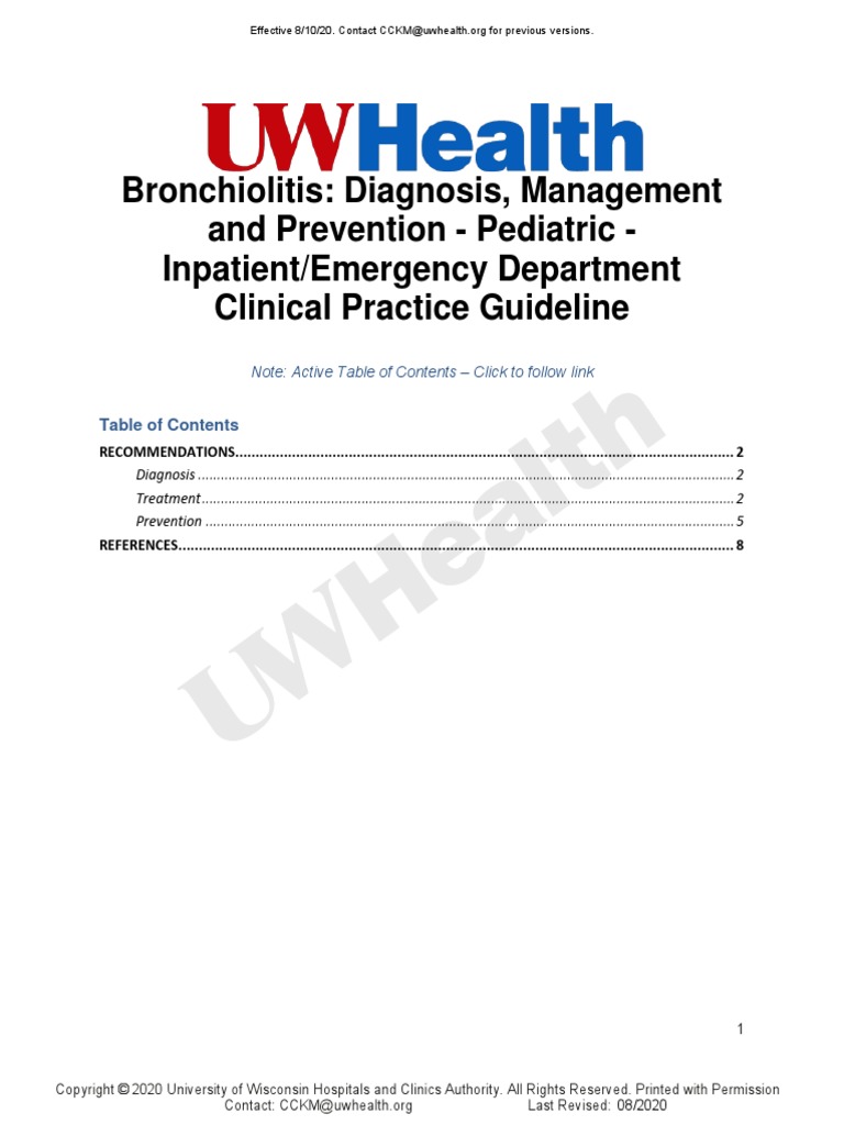 Bronchiolitis Diagnosis Management and Prevention Pediatric Inpatient Emergency Department ...