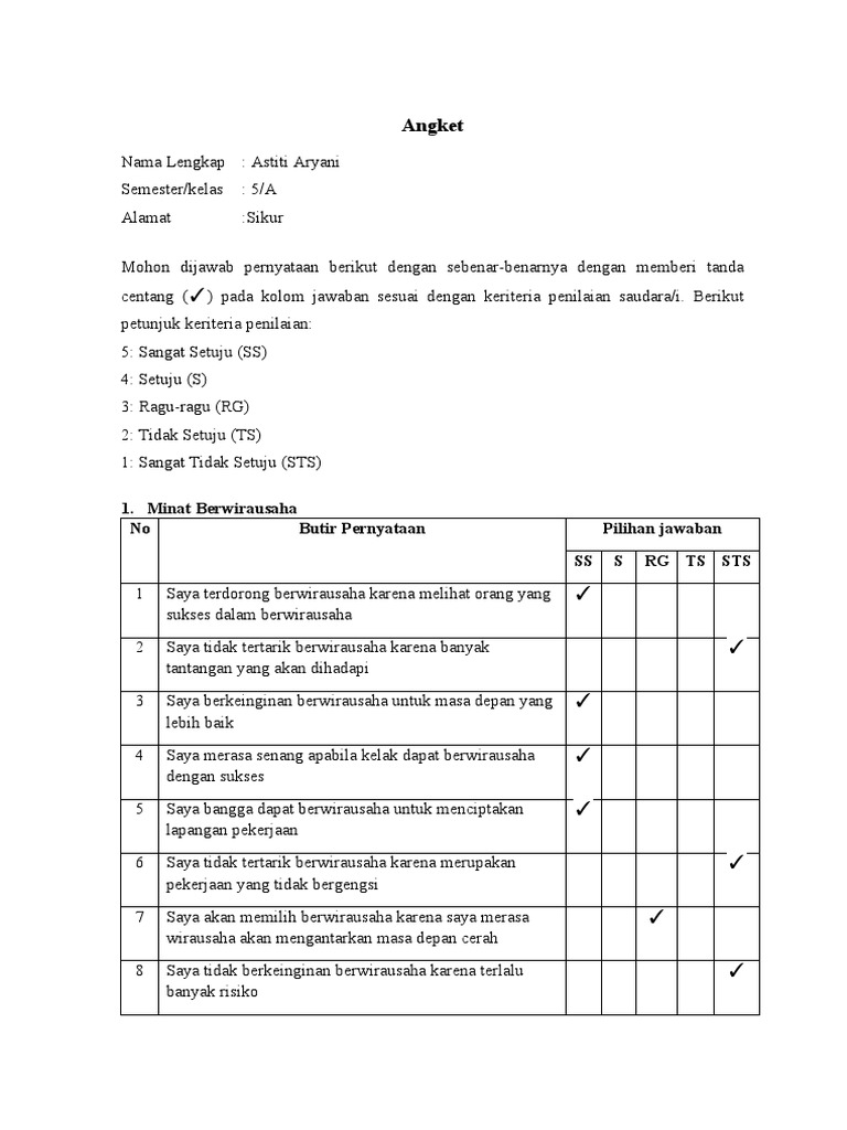 Angket Penelitian | PDF