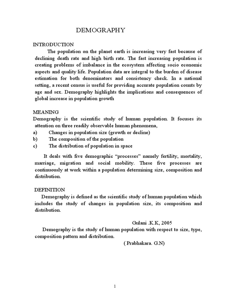 Introduction Demography | PDF | Mortality Rate | Demography