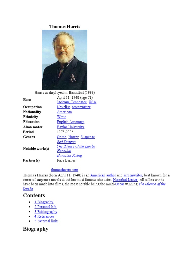Thomas Harris: Author from Tennessee | PDF