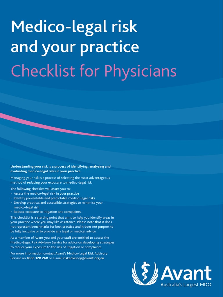 Checklist 200806 Medicolegal Checklist Physicians | PDF | Patient | Surgery