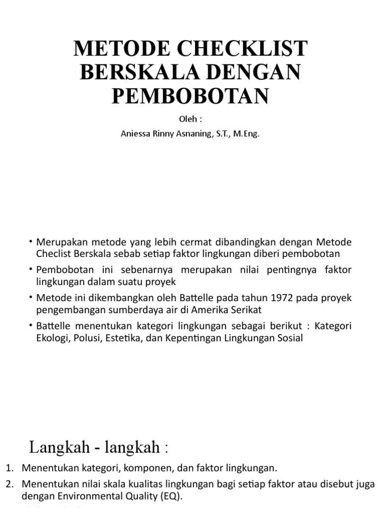 Metode Checklist Berskala Dengan Pembobotan | PDF | Sains & Matematika