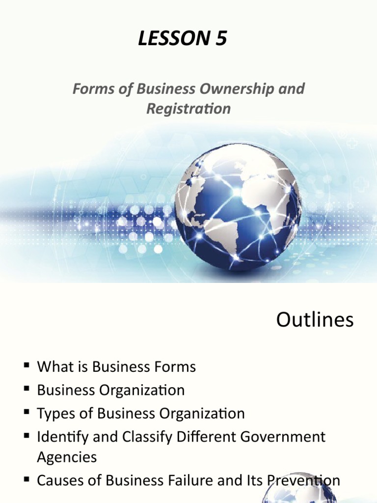 Lesson 5 Forms of Business Ownership | PDF | Partnership | Joint Stock ...