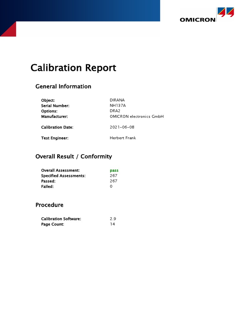 Calibration Report: General Information | PDF | Frequency | Significant ...