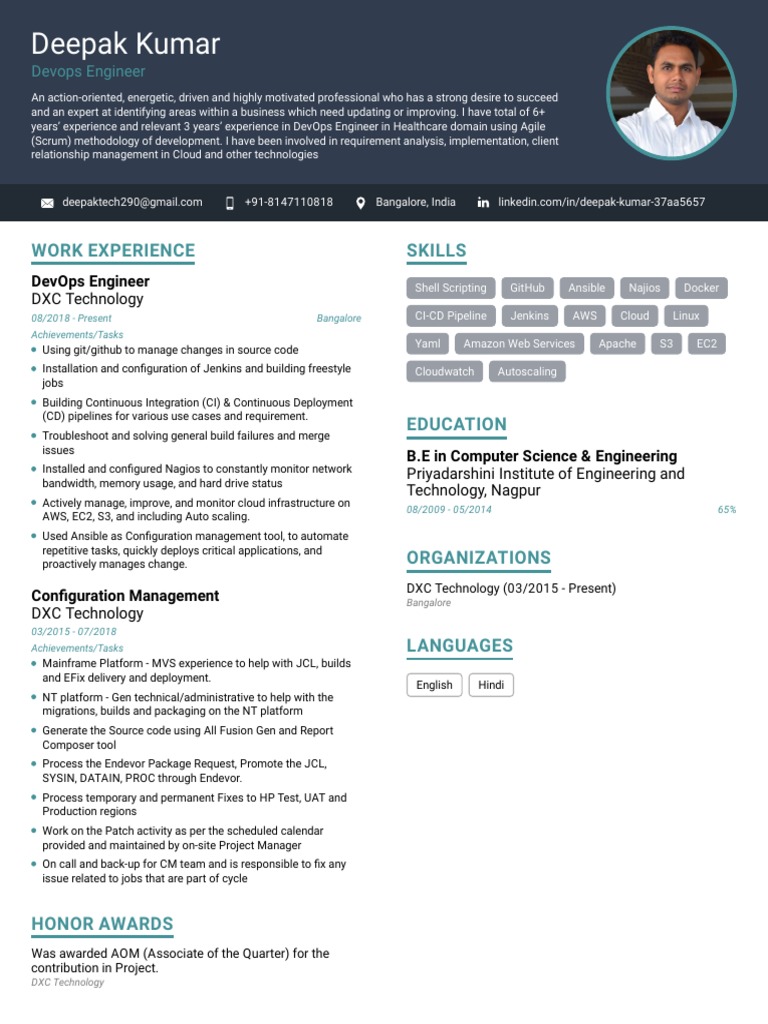 Deepak Kumar: Work Experience Skills | PDF | Cloud Computing | Amazon Web Services