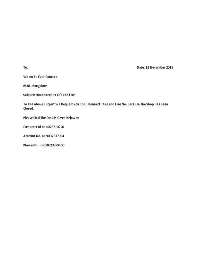 Disconnection of Land Line No. | PDF