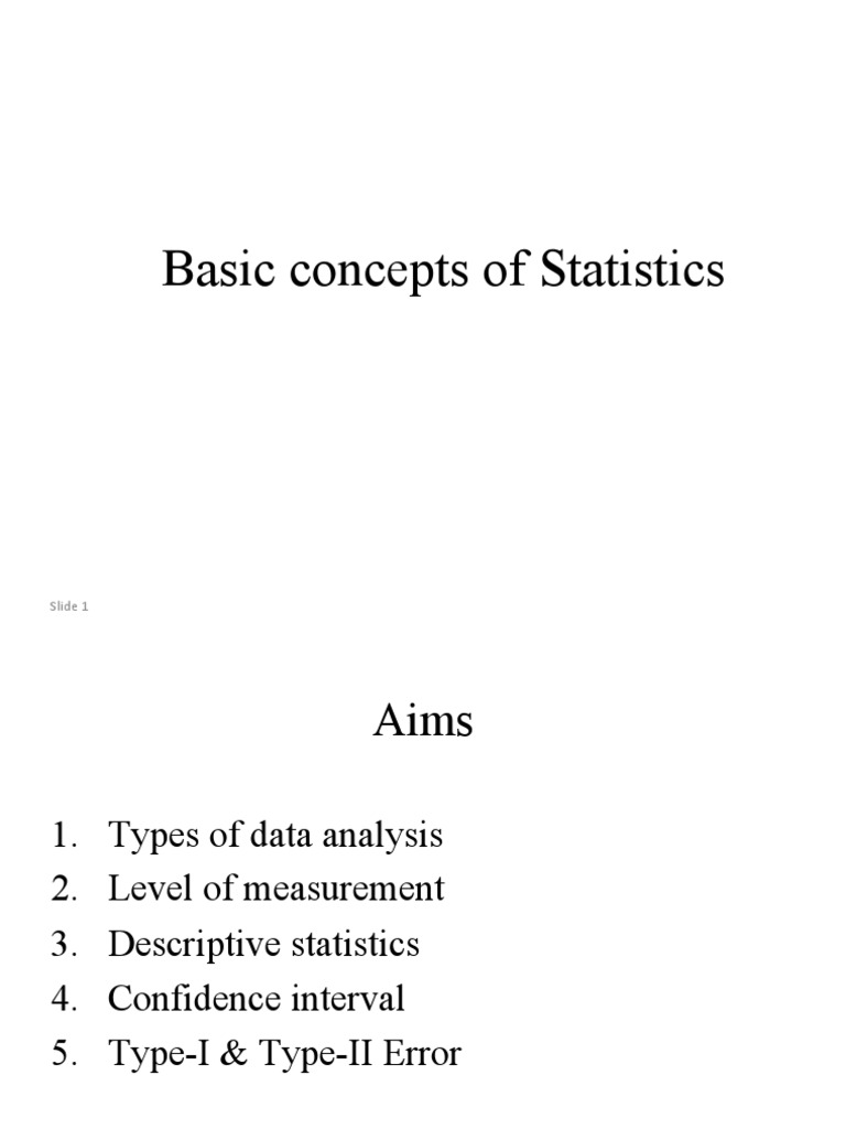 Basic Concepts of Statistics | PDF | Level Of Measurement | Median