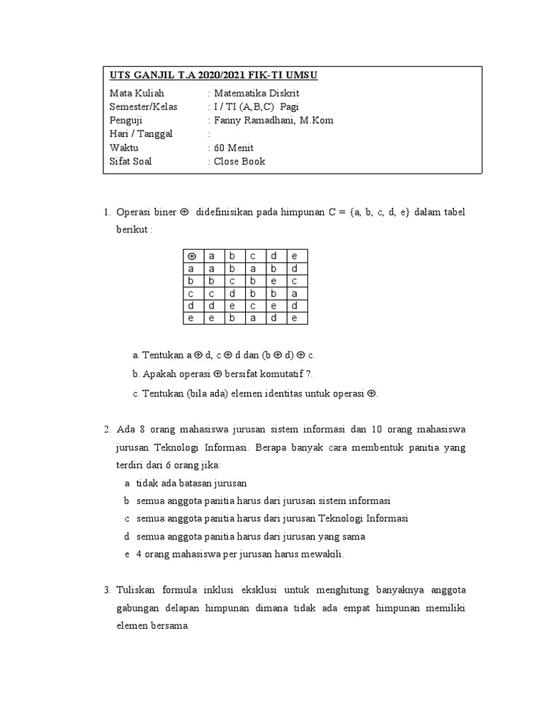 UTS Matematika Diskrit | PDF