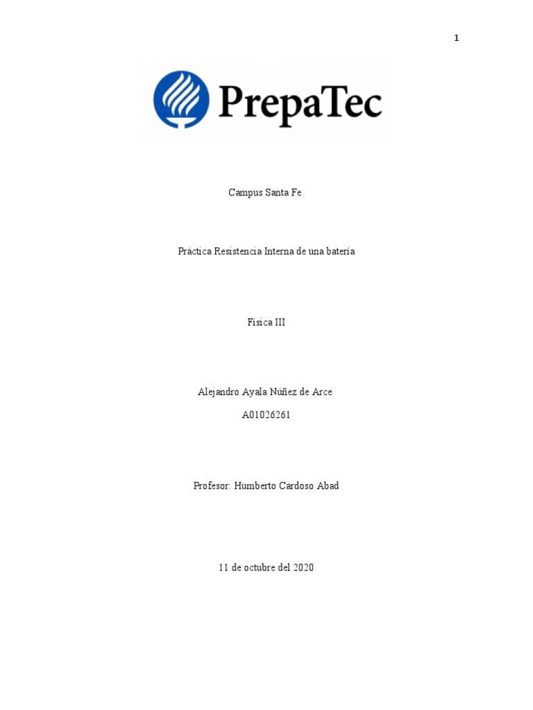 Práctica Resistencia Interna de La Batería | PDF | Resistencia ...